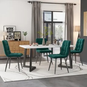 Aosom Moderní kuchyňský stůl, jídelní stůl, 117x68 cm, s efektem mramoru a kovovými nohami, univerzální pro jídelnu a obývací pokoj, bílá+černá
