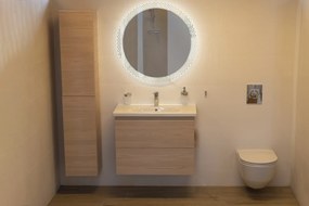 Kulaté zrcadlo do koupelny s podsvíceným zdobeným okrajem - ⌀ 80 cm - Crosslines