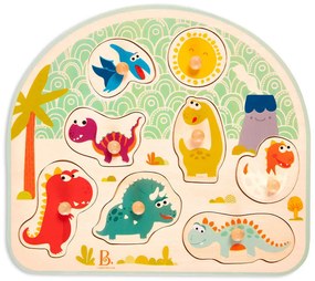 B-TOYS DŘEVO Baby puzzle dinosauři vkládací na desce 8 dílků *DŘEVĚNÉ HRAČKY* bx1818