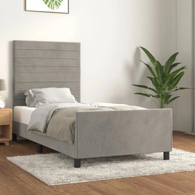 Rám postele bez matrace světle šedý 90 x 200 cm samet 3125794