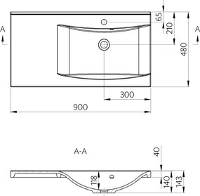 Sapho Luciola 50094 umyvadlo 90 x 48 cm pravé