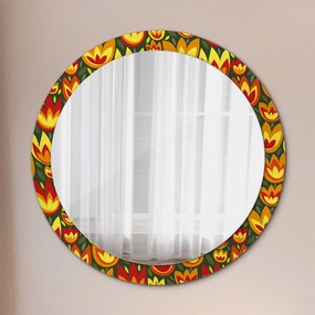Kulaté dekorativní zrcadlo Retro tulipány fi 90 cm