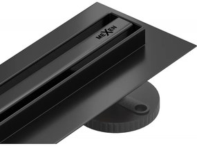 Mexen Flat nerezový sprchový žlab s rotačním 360° sifonem 120 cm, vzor SLIM, černá, 1741120