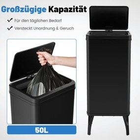 Costway Odpadkový koš z nerezové oceli 50 l odpadkový koš s automatickým