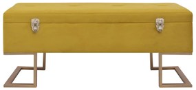 Lavice s úložným prostorem 105 cm hořčicová samet - Default Title