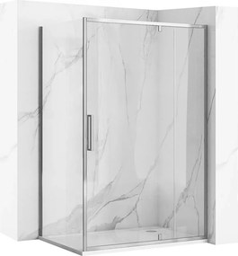 Rea Rapid Swing, rohový sprchový kout 120(dveře) x 80(stěna), 6mm čiré sklo, chromový profil, KPL-K5456