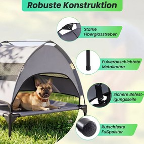 Costway Vyvýšený pelíšek pro psa s nebesy Lehátko pro psy – 78,5 × 63 × 70 cm