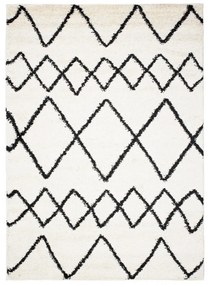 Kusový koberec shaggy Prata krémovo-černý 240x330cm