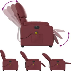 Elektrické masážní polohovací křeslo vínové umělá kůže 3204883