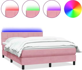 Box spring postel s matrací a LED růžová 160x210 cm samet 3316892