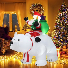 Costway Nafukovací lední medvěd a jezdecký Santa Claus, vánoční figurka s LED