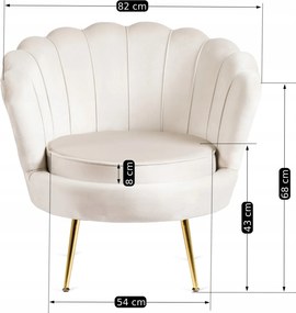 Designové křeslo Angel samet krémové/zlaté
