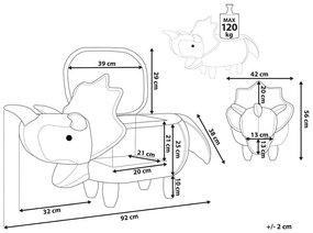 Dětská, šedá stolička s uložným prostorem TRICERATOPS  Beliani