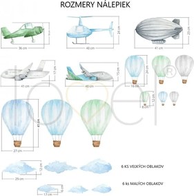 lovel.cz Samolepka na zeď Travel - letecká doprava, balóny a obláčky DK359