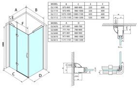 Gelco LEGRO sprchové dveře 1100mm, čiré sklo - GL1111