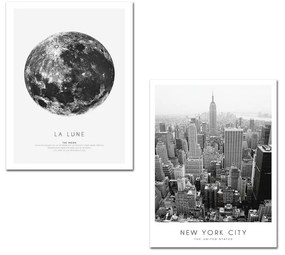 Sada obrazů LA LUNE/NEW YORK 30 x 40 cm 2 kusy