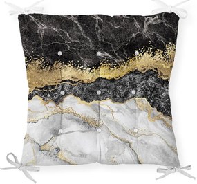 Podsedák na židli Minimalist Cushion Covers Black Gold Marble, 40 x 40 cm