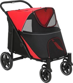 PawHut Vozík pro psy, Kočárek pro psa s polštářem, Skládací vozík pro psy, Kočárek pro kočky pro velké a střední psy, Vozík pro psy s síťovým okénkem…
