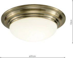 Där Lighting BAR5275 - Koupel strop svít BARCLAY 1xE27/60W/230V pr. 31 cm mosaz