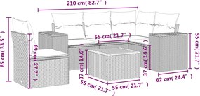 6dílná zahradní sedací souprava s poduškami černá polyratan 3257777