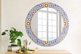 Kulaté dekorativní zrcadlo na zeď Orientální barevné složení fi 60 cm