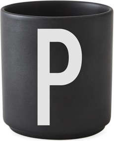 Hrnek AJ písmeno P porcelánový černý
