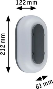 P 94957 LED venkovní nástěnné svítidlo Elunor IP65 podlouhlé 122x212mm 2200 - 4000K 18,5W 230V antracit/bílá polykarbonát - PAULMANN
