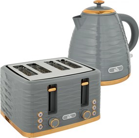 HOMCOM snídaňový set konvice a topinkovač 1,5 l konvice 4 plátky topinkovače 3000 W 7 stupňů propečení rozmrazování a ohřívání Šedá | Aosom.de