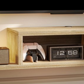 HOMCOM Floating Wall TV Stand se policí - Dub
