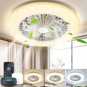 Stropní Ventilátor Smart Stropní Svítidlo Led Lampa 50 CM Velký Aigostar