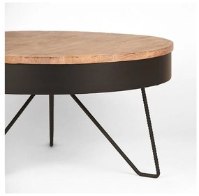 Černý odkládací stolek s deskou z mangového dřeva LABEL51 Saran, ⌀ 80 cm