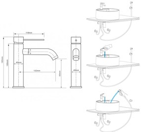 Sapho, RHAPSODY Umyvadlová stojánková baterie s ruční bidetovou sprškou, červené zlato mat, 1209-09PG