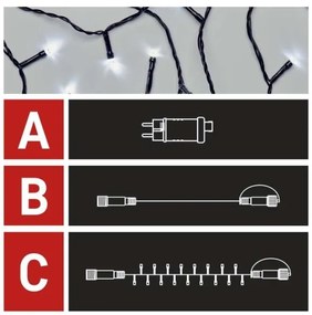 LED Vánoční venkovní řetěz 100xLED/15m IP44 studená bílá