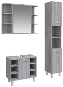 3dílný set koupelnových skříněk šedý sonoma kompozitní dřevo,  3187607
