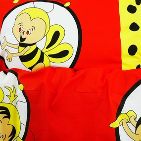 Povlečení dětské bavlněné včelky červené EMI: Standardní set jednolůžko obsahuje 1x 200x140 + 1x 90x70