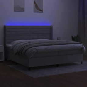 Box spring postel s matrací a LED světle šedá 200x200 cm textil 3138421