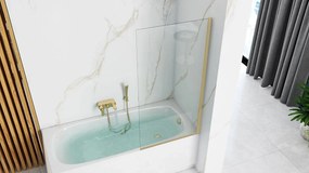 Rea - Pevná vanová zástěna Elegant - zlatá/transparentní - 80x140 cm