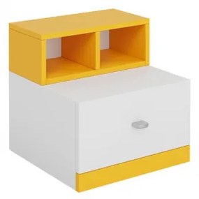Noční stolek Oblada OB17, Barva: bílý / žlutý