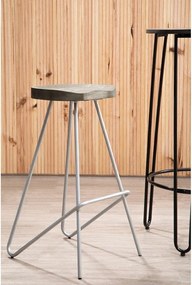 Barová stolička z jilmového dřeva ve stříbrné barvě/v přírodní barvě (výška sedáku 78 cm) District – Premier Housewares