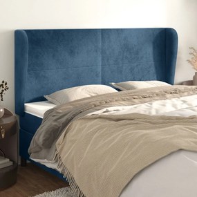 Čelo postele typu ušák tmavě modrá 163x23x118/128 cm samet 3117734