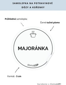 Samolepka na kořenky MAJORÁNKA průhledná 5 cm tučné písmo