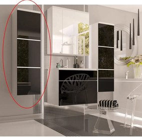 Skříňka vysoká, bílá / černý extra vysoký lesk HG, MASON BL11