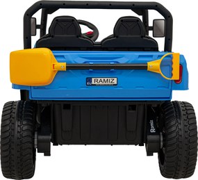 Ramiz Dětské auto Pick-Up Speed 900 modré + pohon 4x4 + pohyblivá korba + zavazadlový prostor + dálkové ovládání + lopatka + LED a zvuky