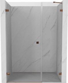 Mexen Lunar-B, levé otočné sprchové dveře 125 cm, 8mm čiré sklo, růžové zlato profil, 832S-125-050-60-00-L