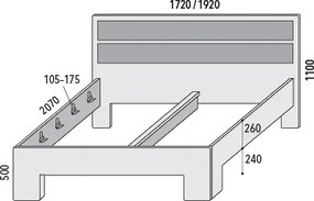 Postel Florencia, čelo oblé čalouněné 180 Domestav F123 Materiál: Buk cink, Barevne provedení: Moření