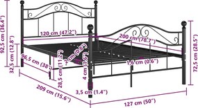vidaXL Rám postele kov 120 x 200 cm [324994] Barva: Černá