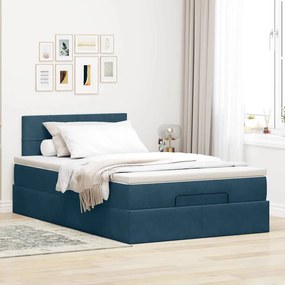 Osmanský rám postele s matrací tmavě modrá 120x200cm samet 3311769