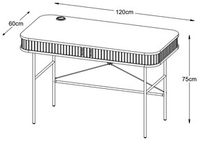 Designový psací stůl Vasiliy 120 cm kouřový dub