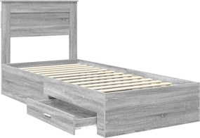 Rám postele Šedý Sonoma a stříbrná 75 x 190 cm Kompozitní dřevo 3410047