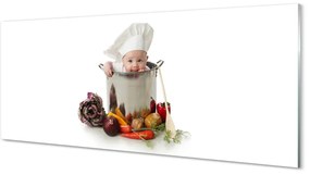 akrylový obraz Dítě lžičkou hrnec 120x60 cm